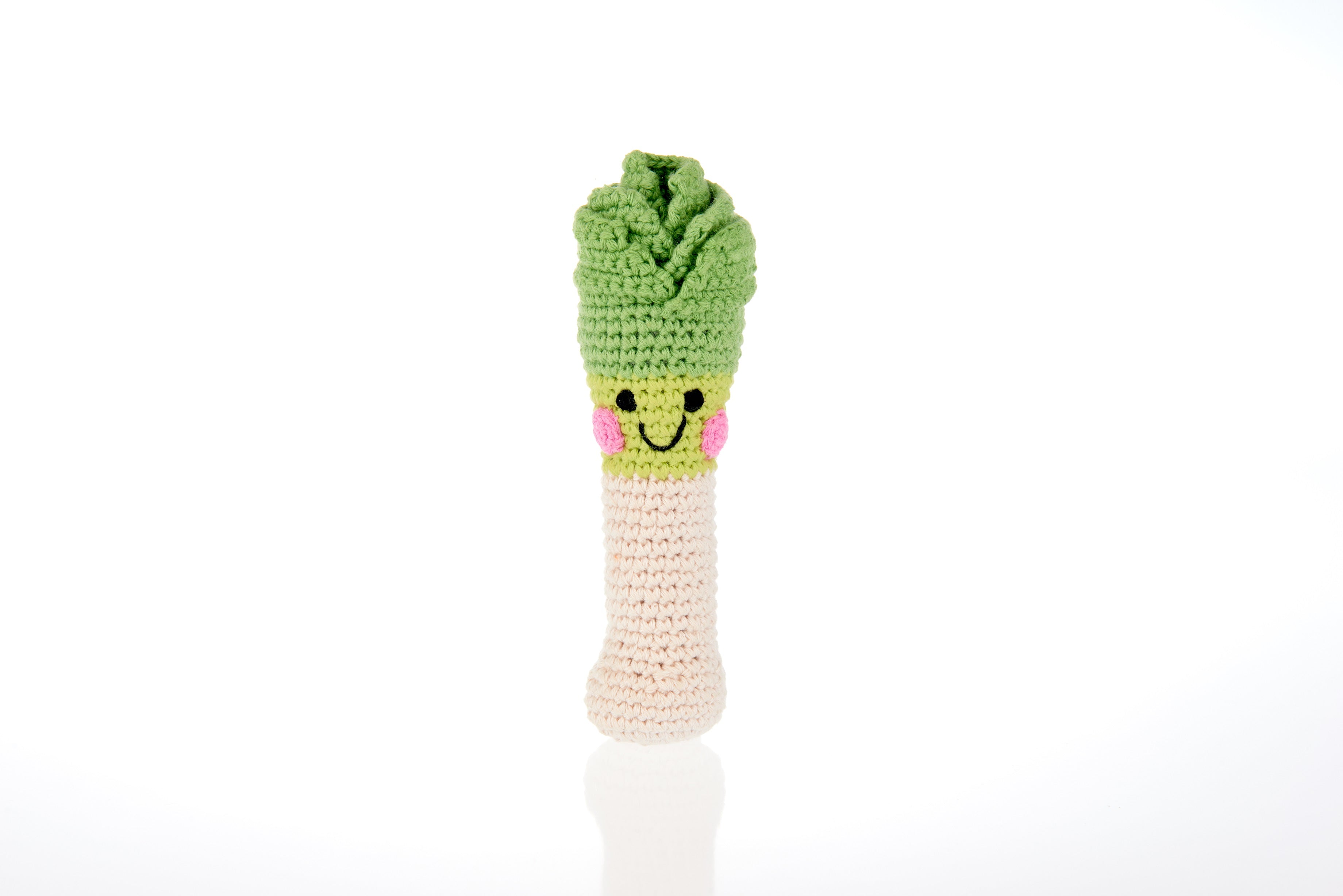 Friendly Vegetable – Leek Rattle Knitted Soft Toy – Eco Bambini